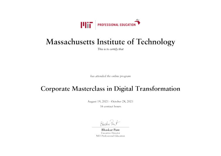 Certificates of Completion | MIT Professional Education