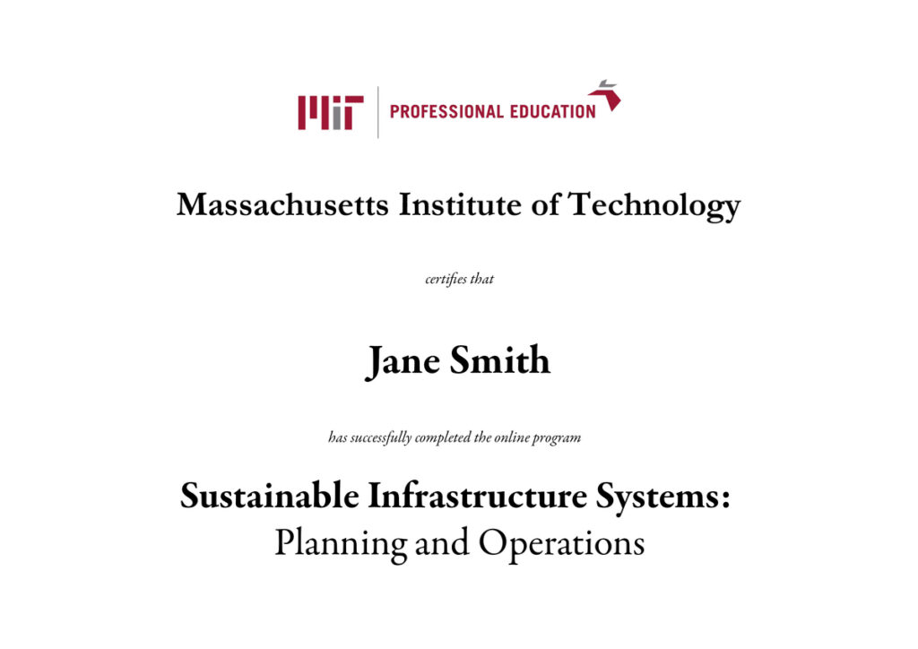 Online Program Sustainable Infrastructure Systems: Planning and ...