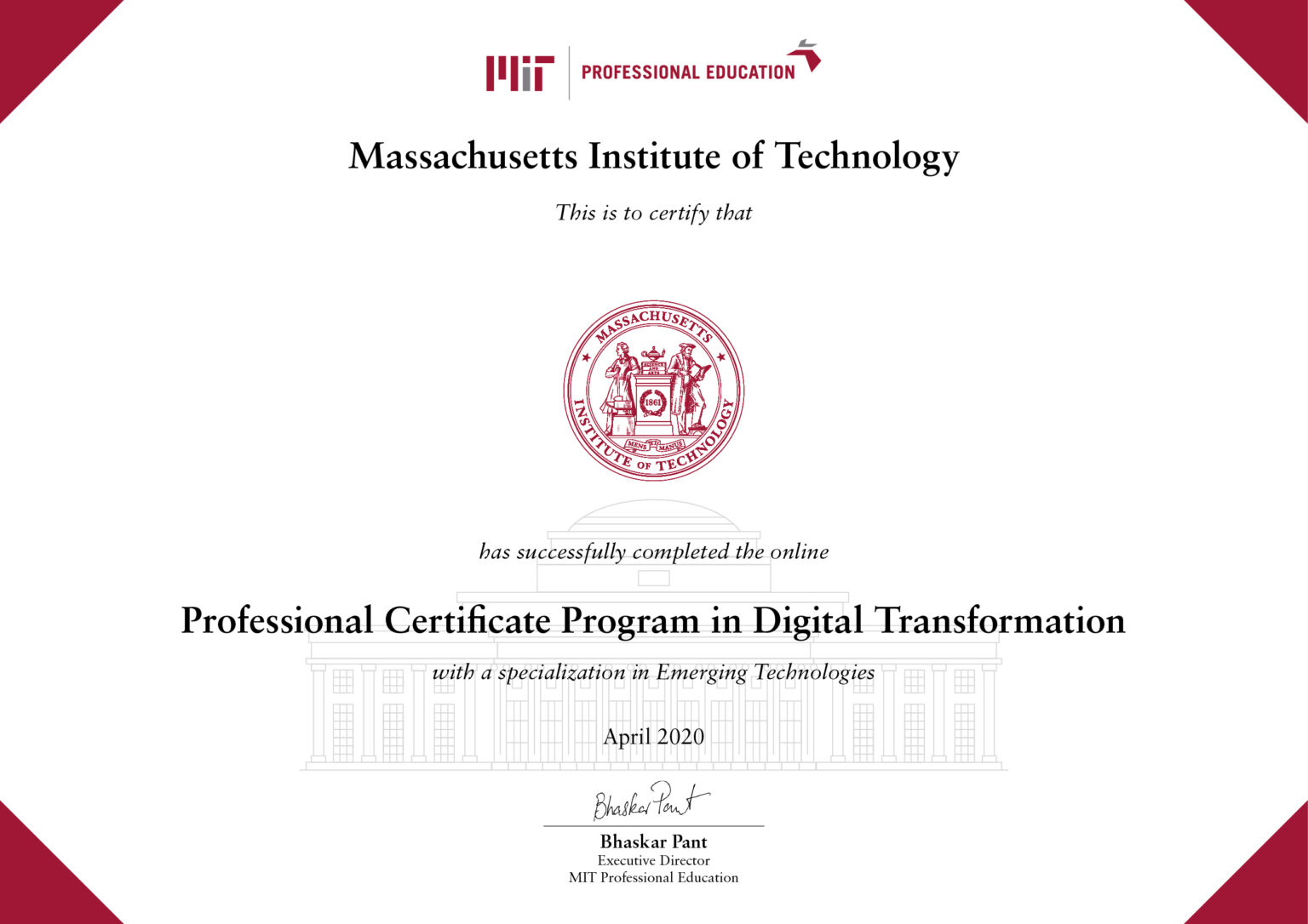 Certificates of Completion | MIT Professional Education
